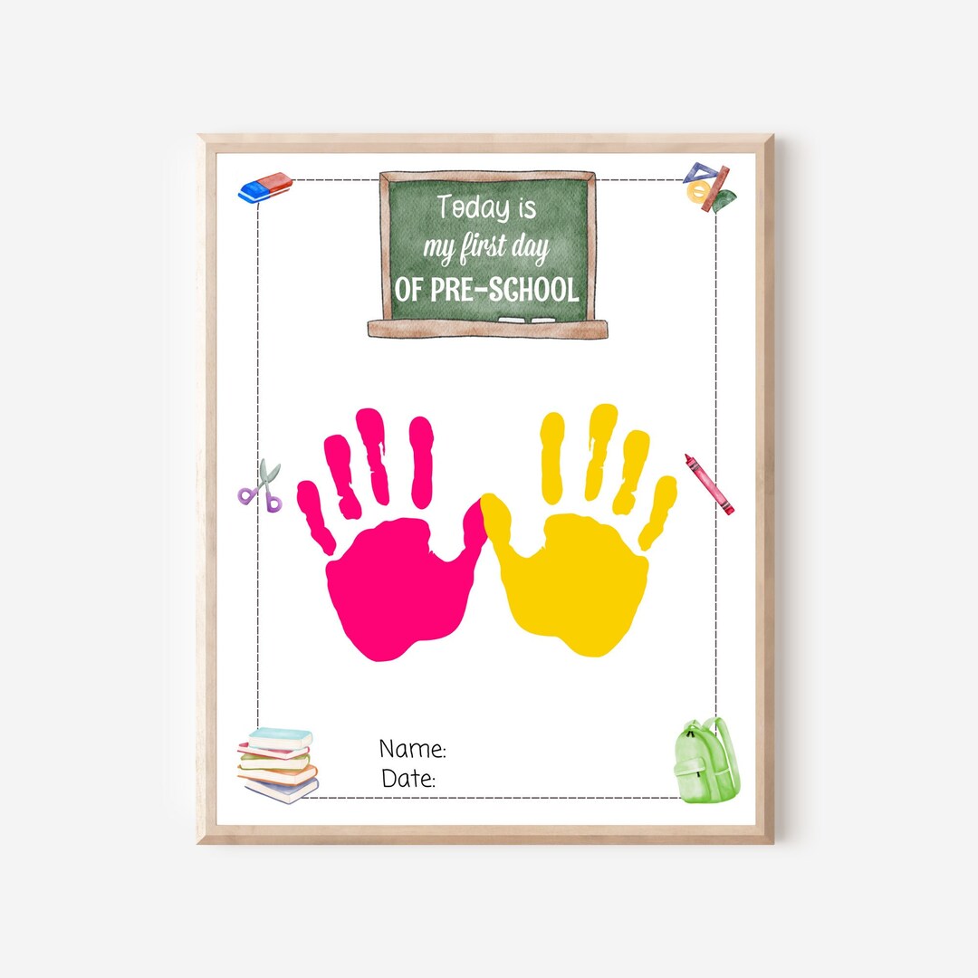First Day of Preschool Handprint, Back to School Handprint, Preschool ...