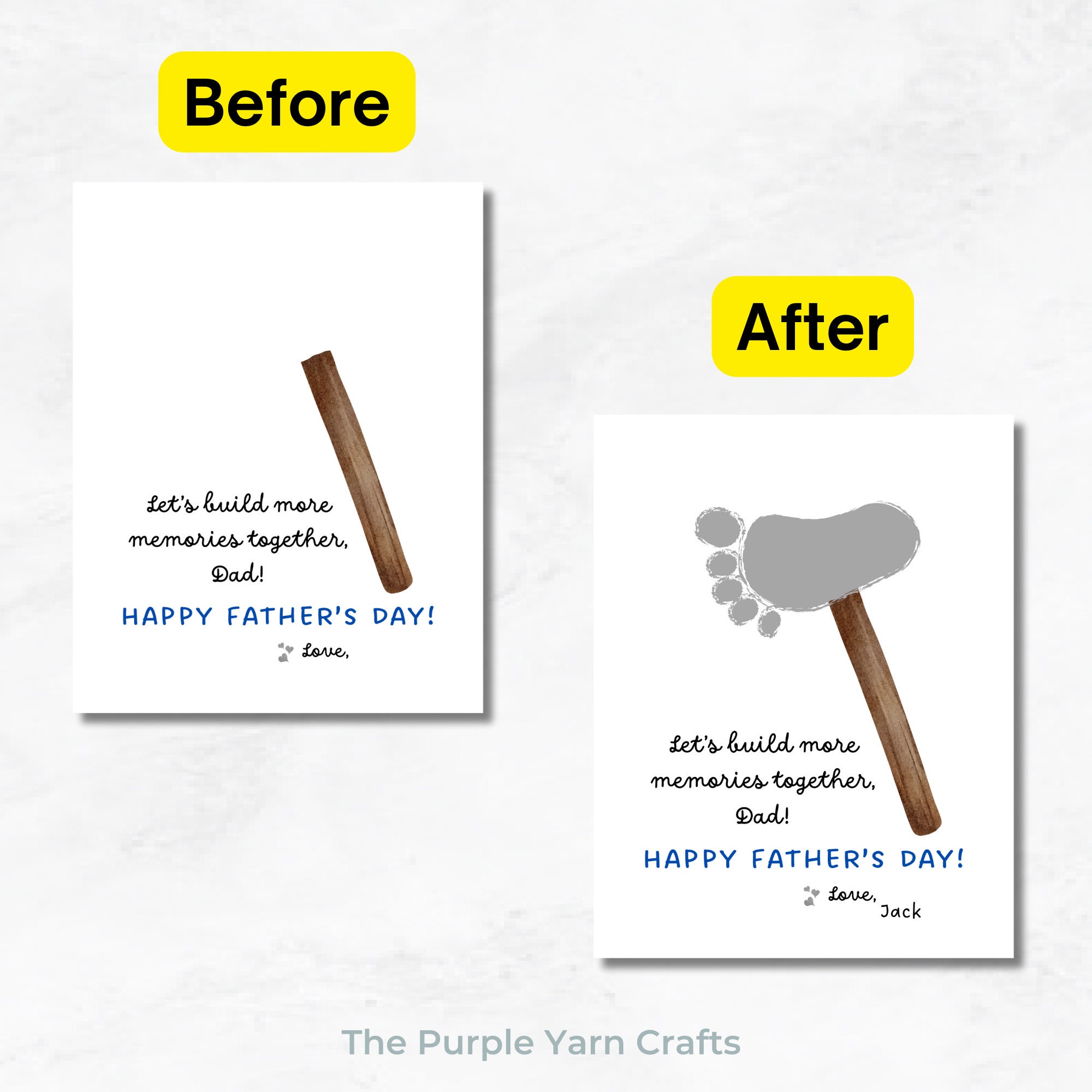 Father's Day Hammer Footprint, DIY Gift for Dad, Dad Gift From Kids ...