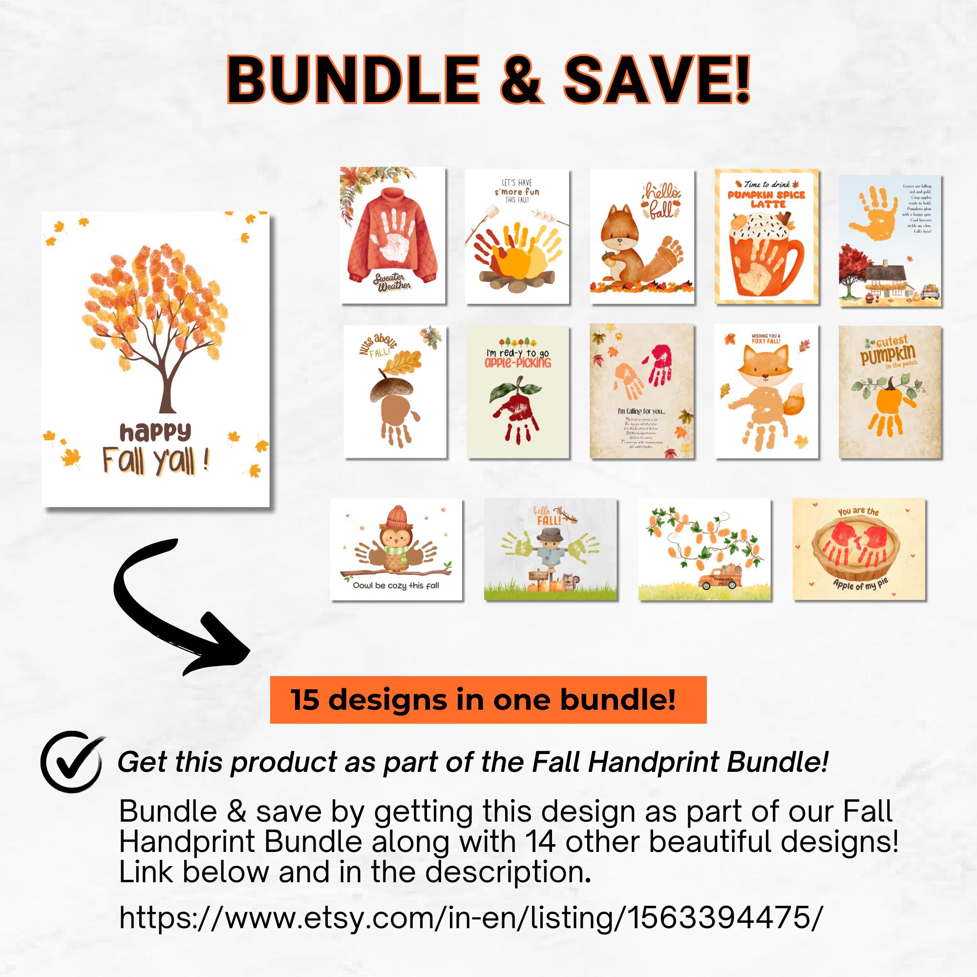 Fall Tree Fingerprint Craft, Printable Fall Handprint Craft, Happy Fall ...