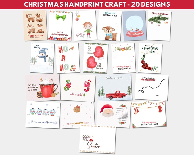 Christmas Handprint Footprint Thumbprint Art Bundle, Winter Handprint ...