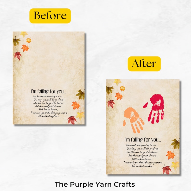 Fall Leaf Poem Handprint Art, Printable Autumn Handprint, Baby Toddlers ...