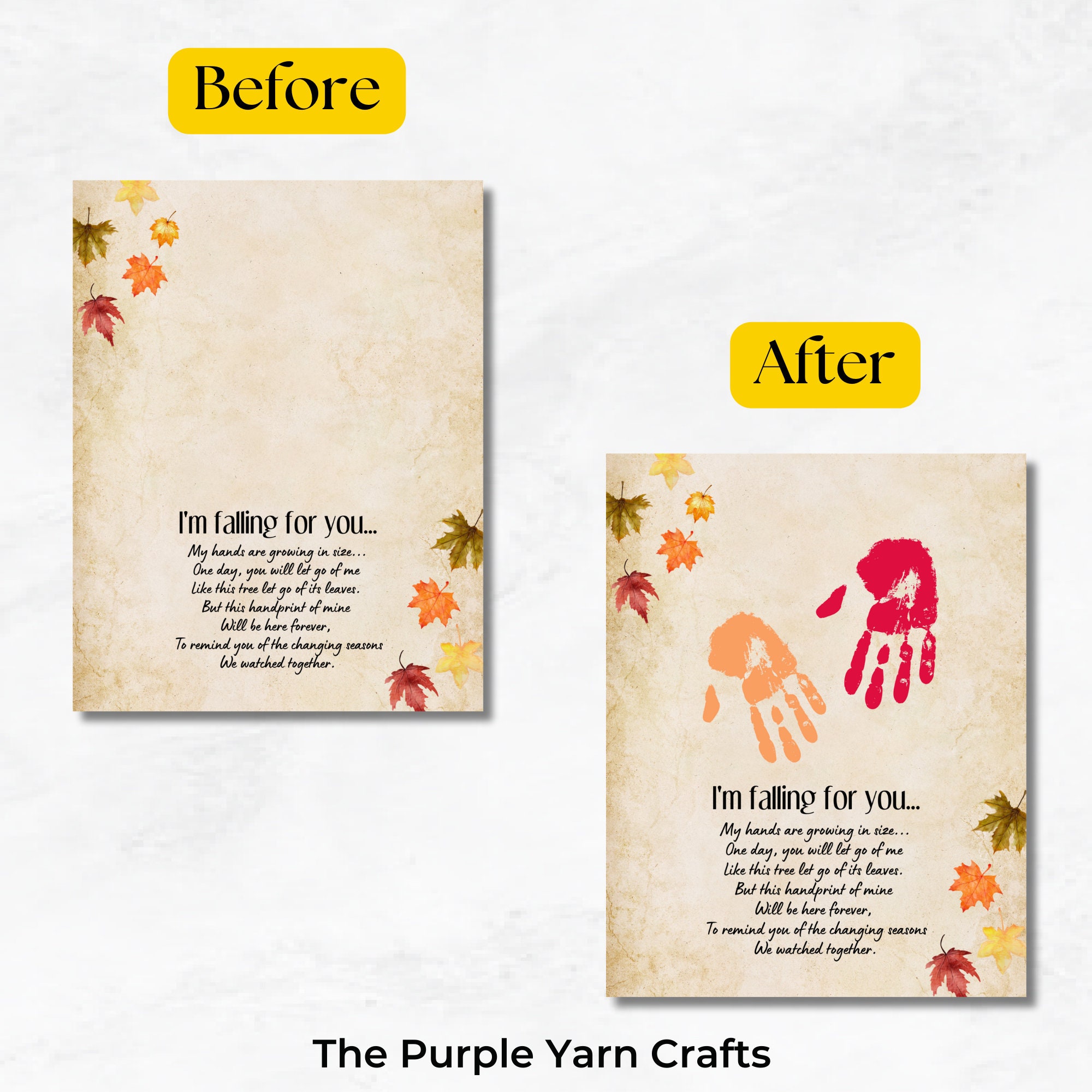 Fall Leaf Poem Handprint Art, Printable Autumn Handprint, Baby Toddlers ...