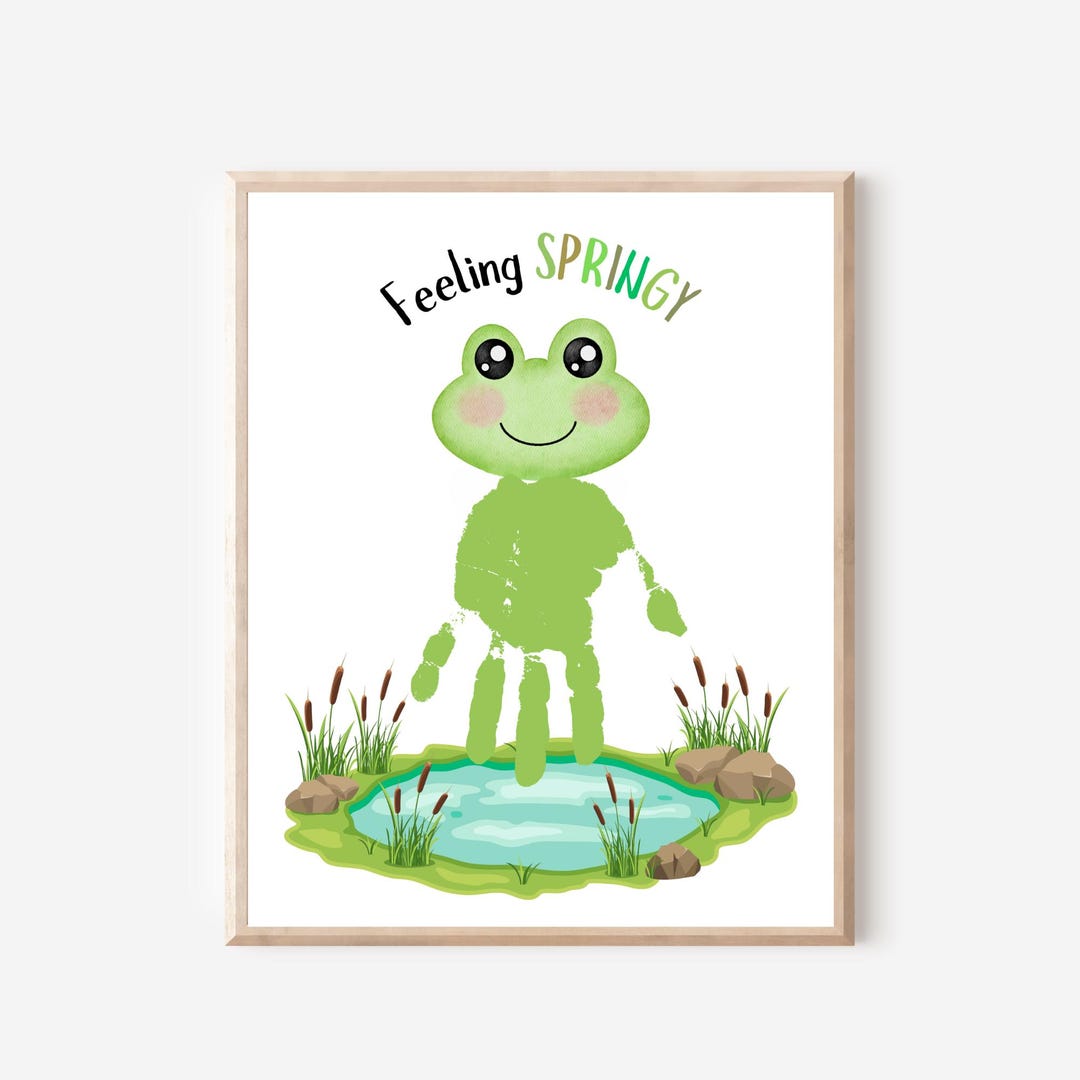 Feeling Springy Handprint, Spring Handprint Art, Frog Handprint ...