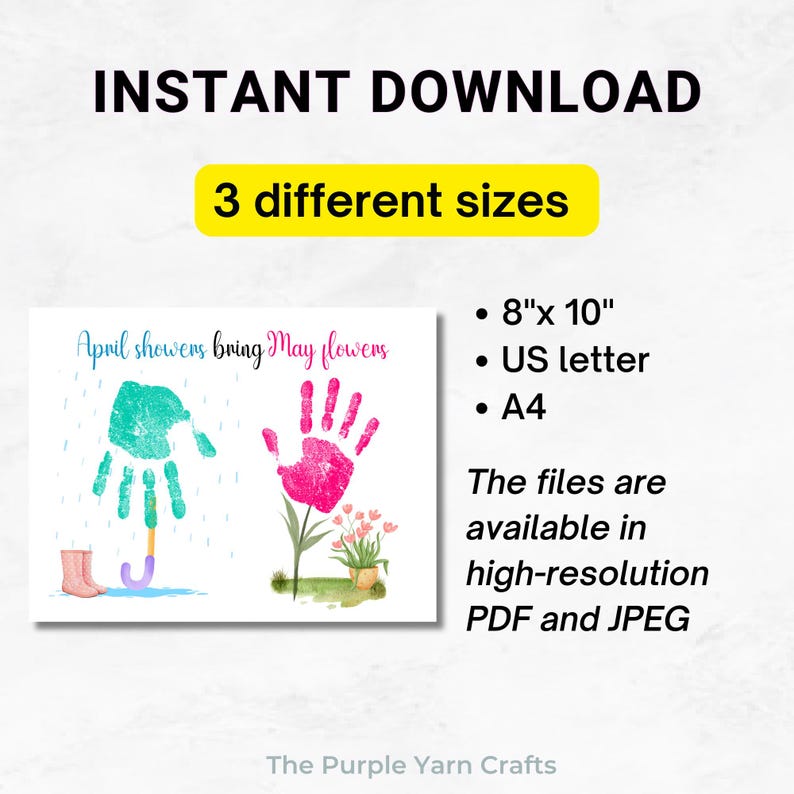 April Showers Bring May Flowers Handprint, Spring Handprint Art, April ...