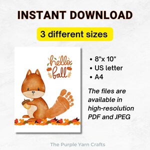 Hello Fall Footprint Craft, Squirrel Footprint, Fall Daycare Activity ...