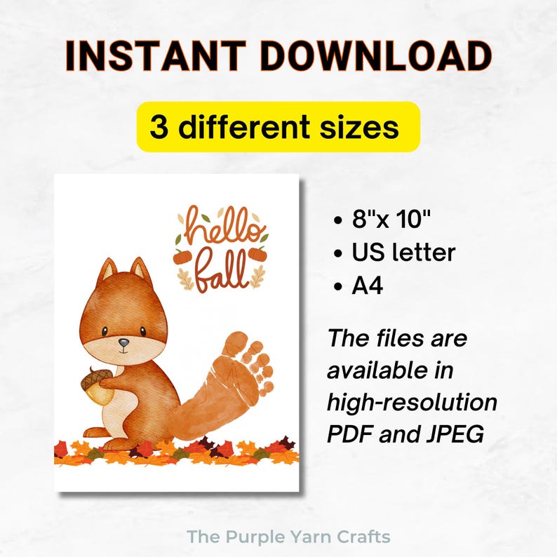 Hello Fall Footprint Craft, Squirrel Footprint, Fall Daycare Activity ...