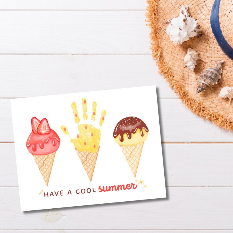 Ice Cream Cone Summer Handprint Art, Summer Food Craft Kids, Baby ...