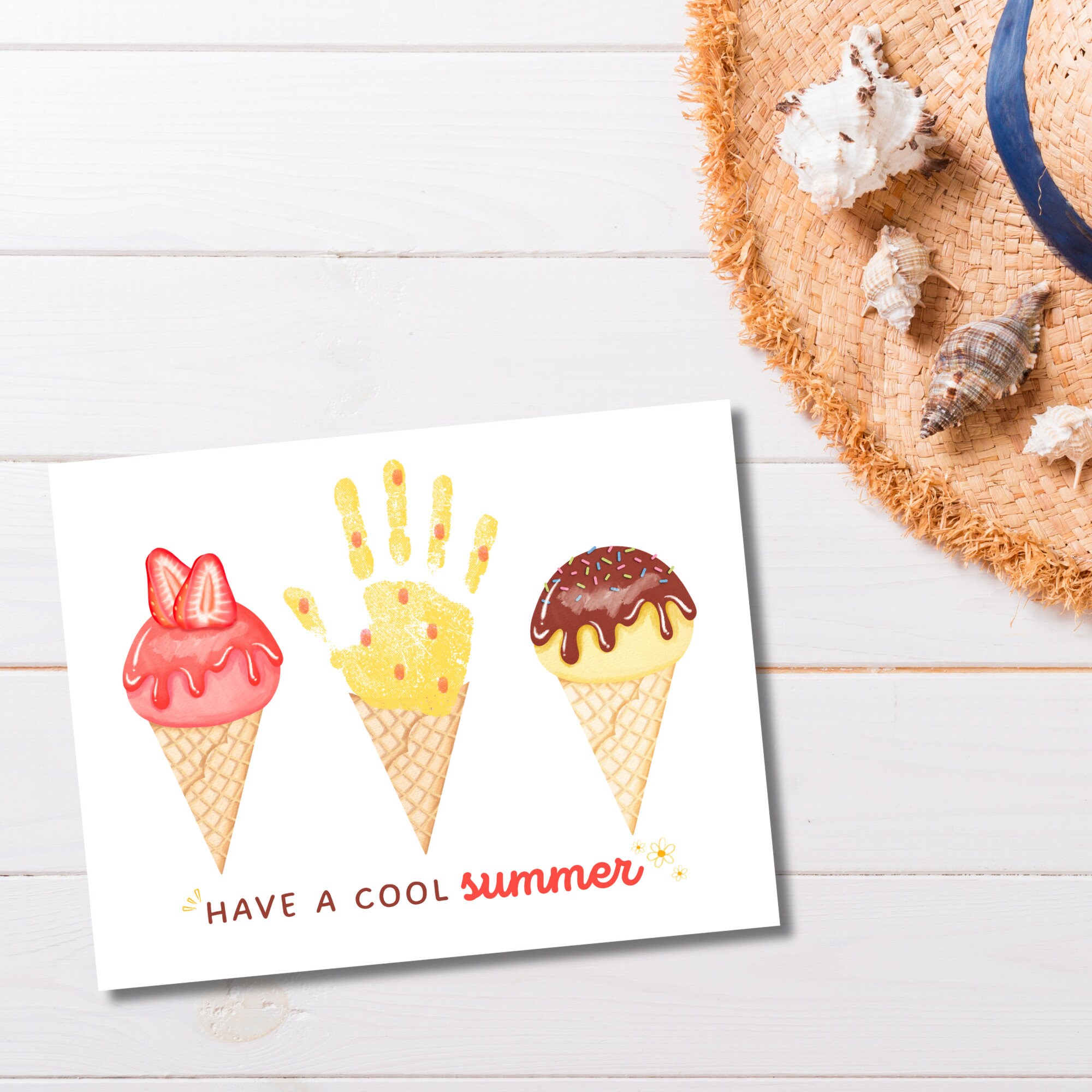 Ice Cream Cone Summer Handprint Art, Summer Food Craft Kids, Baby ...