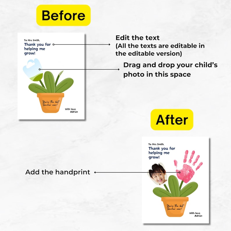 Editable Teacher Appreciation Handprint Art, Photo Handprint Canva ...