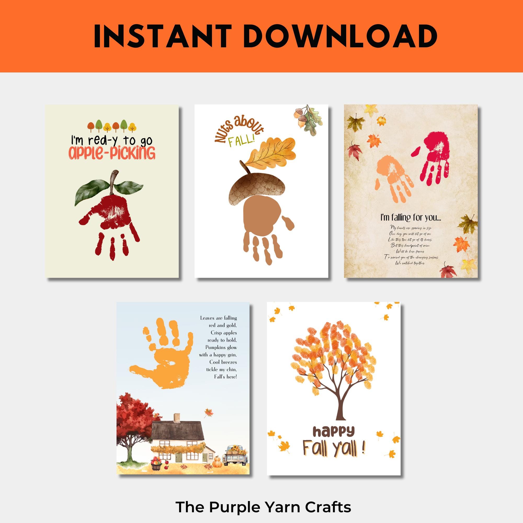 Fall Handprint Craft Bundle, Fall Daycare Printable, Fall Craft for ...