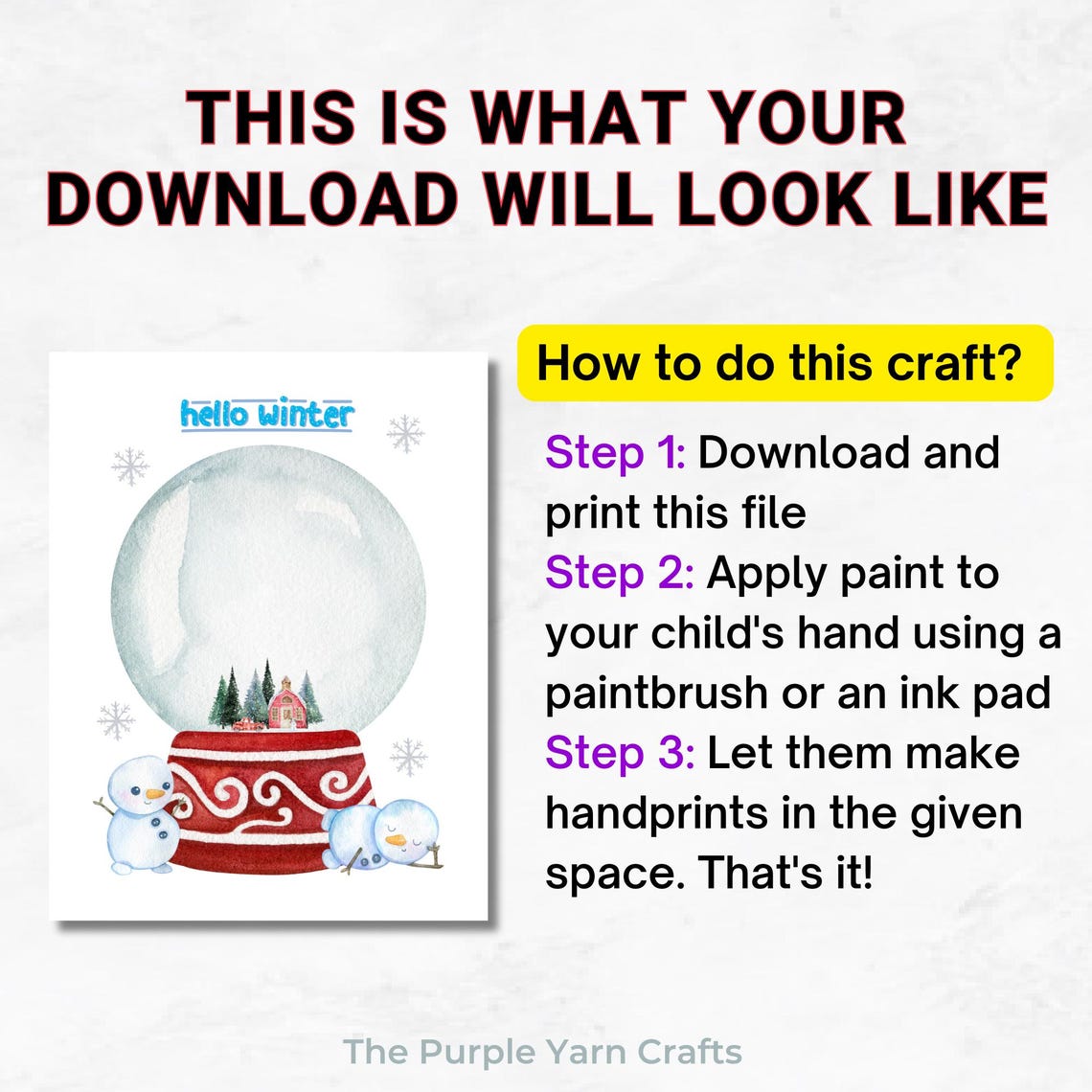 Snowglobe Handprint Craft, Snowglobe Printable, Hello Winter Handprint ...