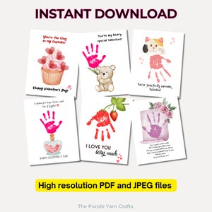 Valentine's Day Handprint Art Bundle, Fingerprint Craft, Baby Toddler ...