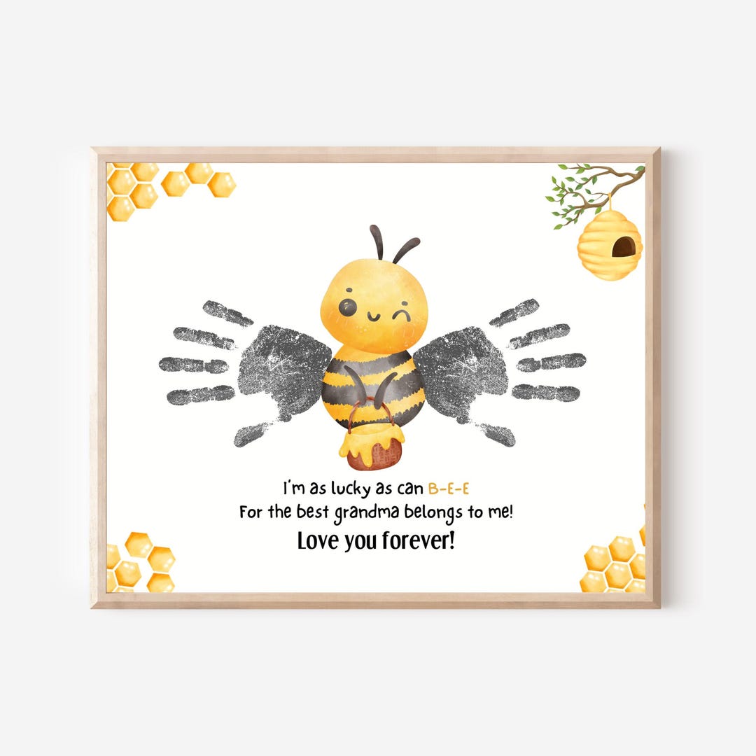 Grandma Bee Handprint Craft, Grandma Handprint Art, Grandparents Day ...