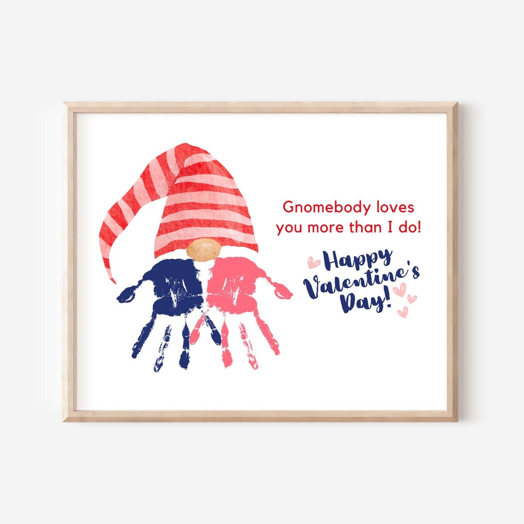 Valentine Gnome Handprint Craft, Valentine's Day Handprint, Gnome ...