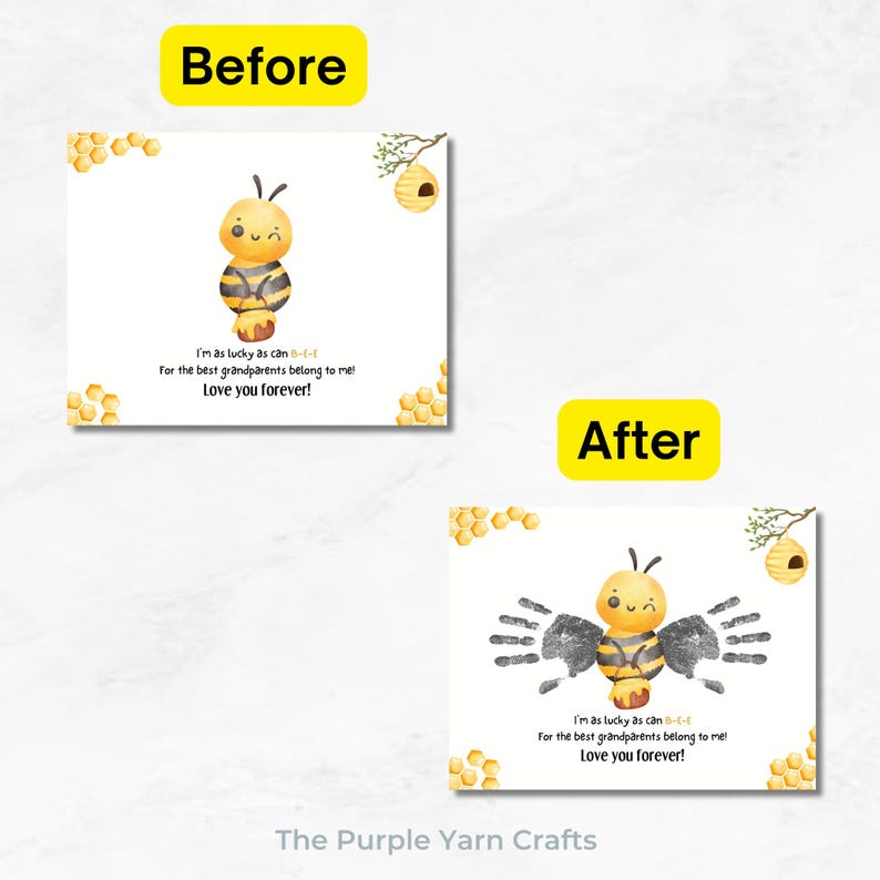 Grandparents Bee Handprint Craft, Grandparents' Day Handprint ...