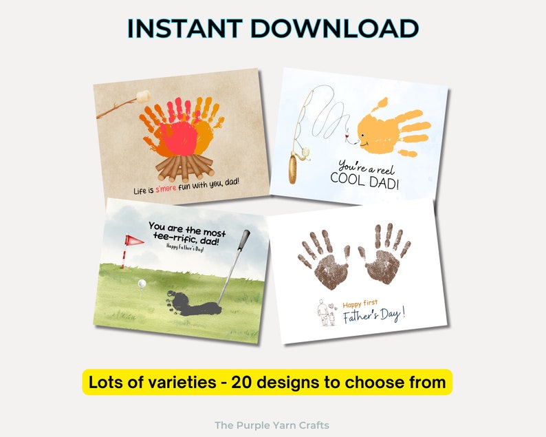 Father's Day Handprint Craft Bundle, Father's Day Footprint Craft, DIY ...