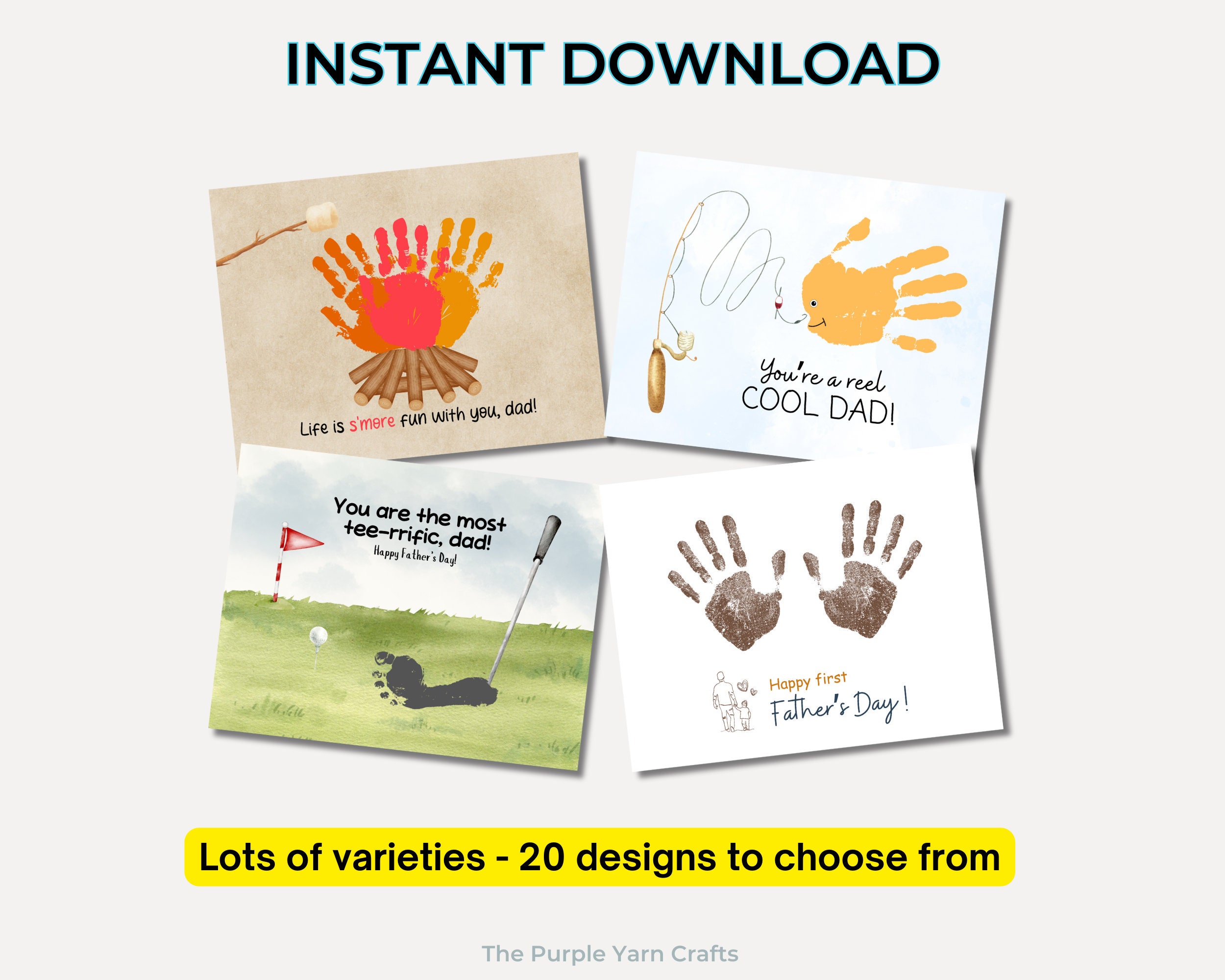 Father's Day Handprint Craft Bundle, Father's Day Footprint Craft, DIY ...