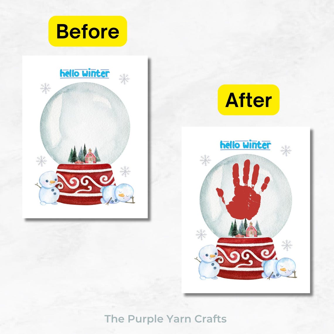 Snowglobe Handprint Craft, Snowglobe Printable, Hello Winter Handprint ...