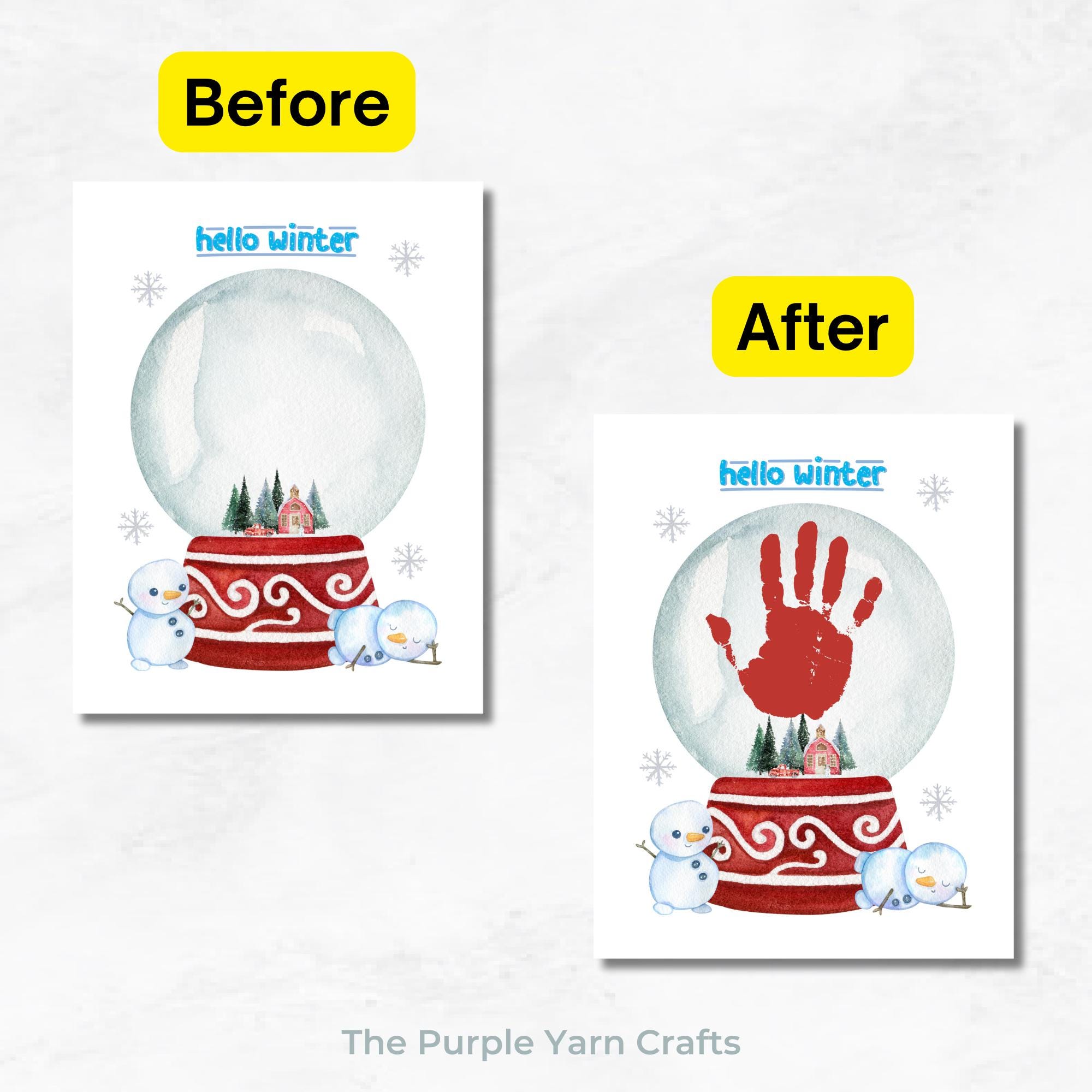 Snowglobe Handprint Craft, Snowglobe Printable, Hello Winter Handprint ...