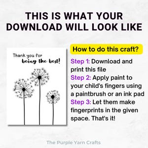Dandelion Fingerprint Art, Fingerprint Gift Teacher Appreciation ...
