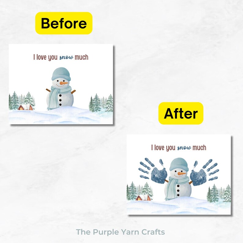 Snowman Handprint Craft, I Love You Snow Much Handprint, Winter ...