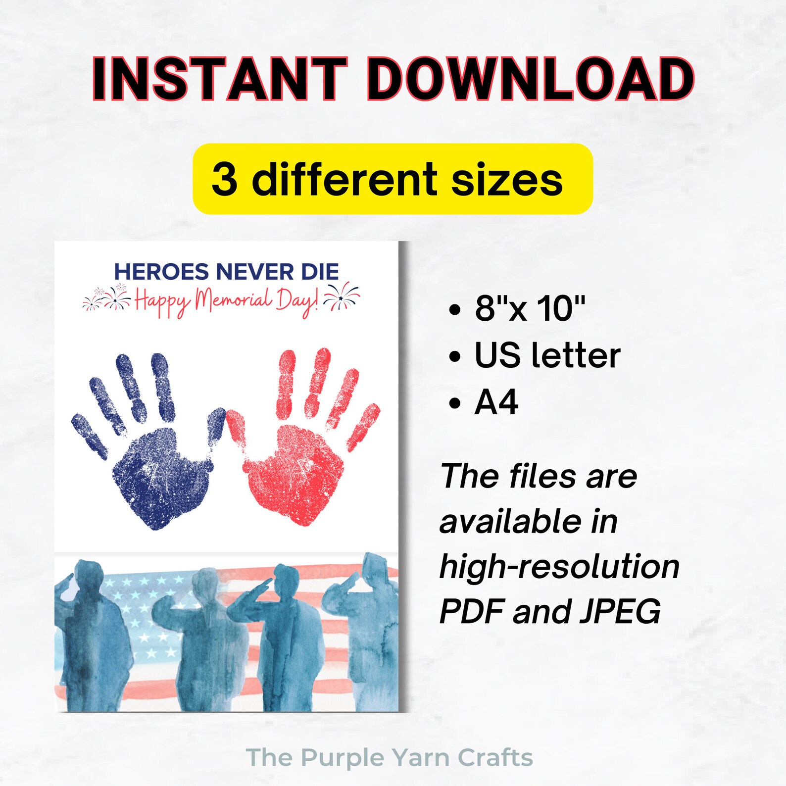 Memorial Day Handprint, Memorial Day Craft, Memorial Day Printable ...