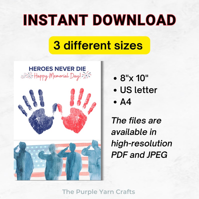 Memorial Day Handprint, Memorial Day Craft, Memorial Day Printable ...