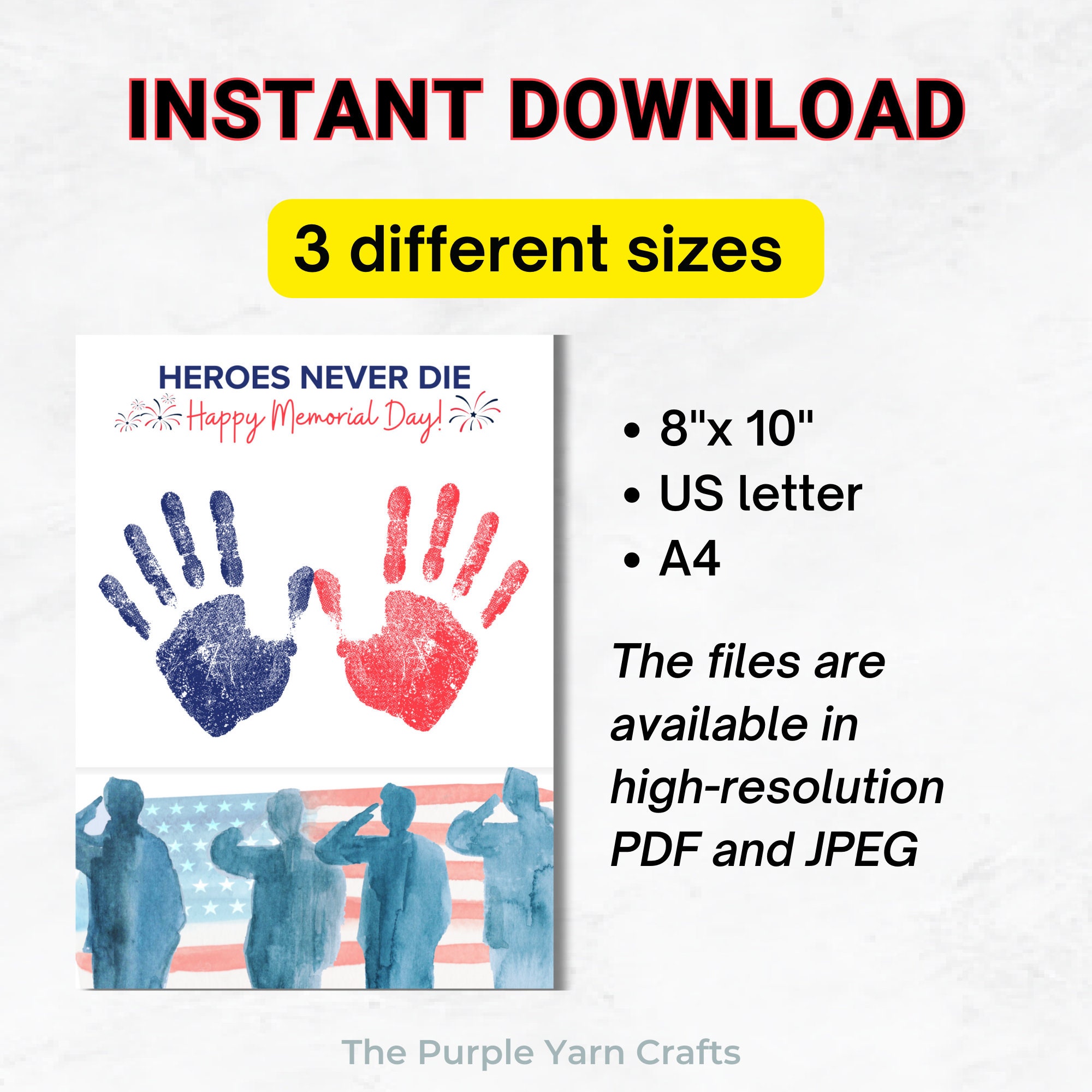 Memorial Day Handprint, Memorial Day Craft, Memorial Day Printable ...