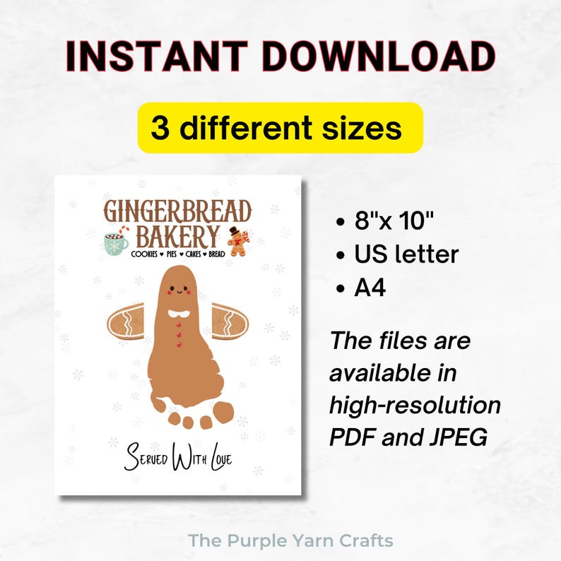 Gingerbread Man Footprint Craft, Christmas Footprint Printable ...