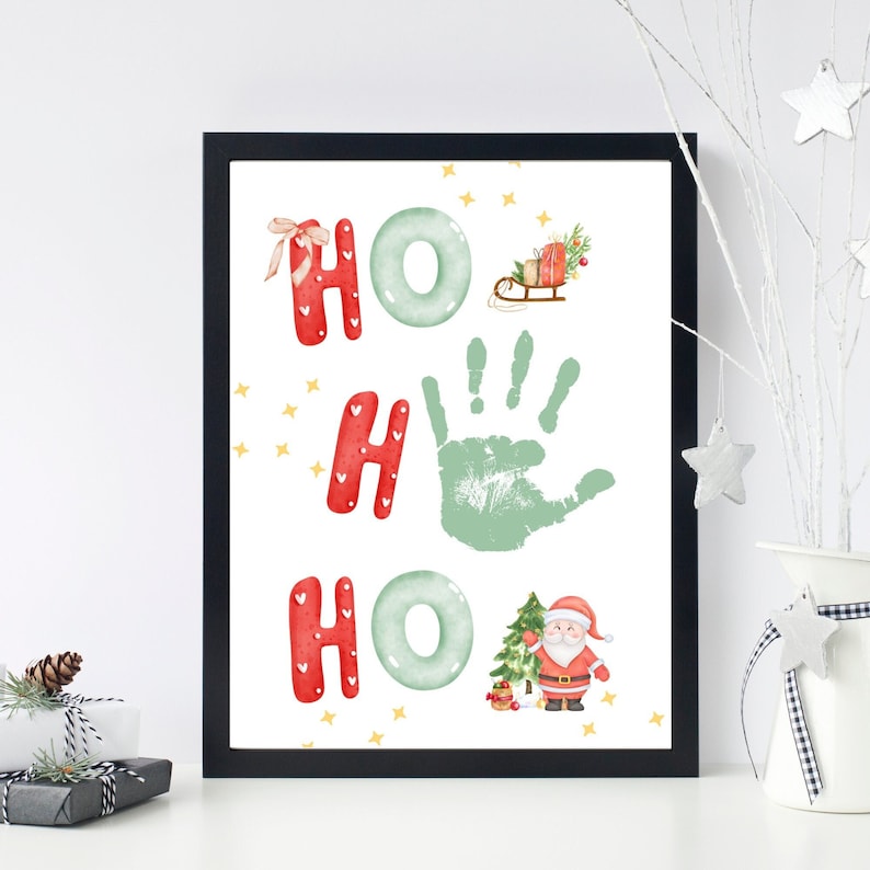 Christmas Handprint Art, Ho Ho Ho Handprint, Baby's First Handprint ...
