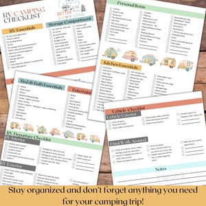 Printable Camping Checklist, Digital Camping Planner, RV Camping ...