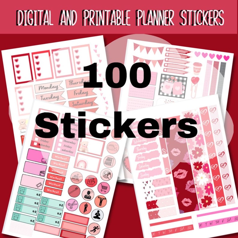 Valentine Digital Stickers, Valentine Printable Stickers, Digital ...