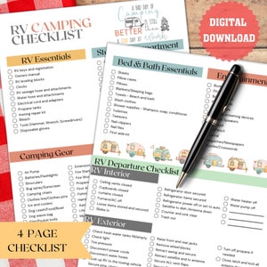 Printable Camping Checklist, Digital Camping Planner, RV Camping ...