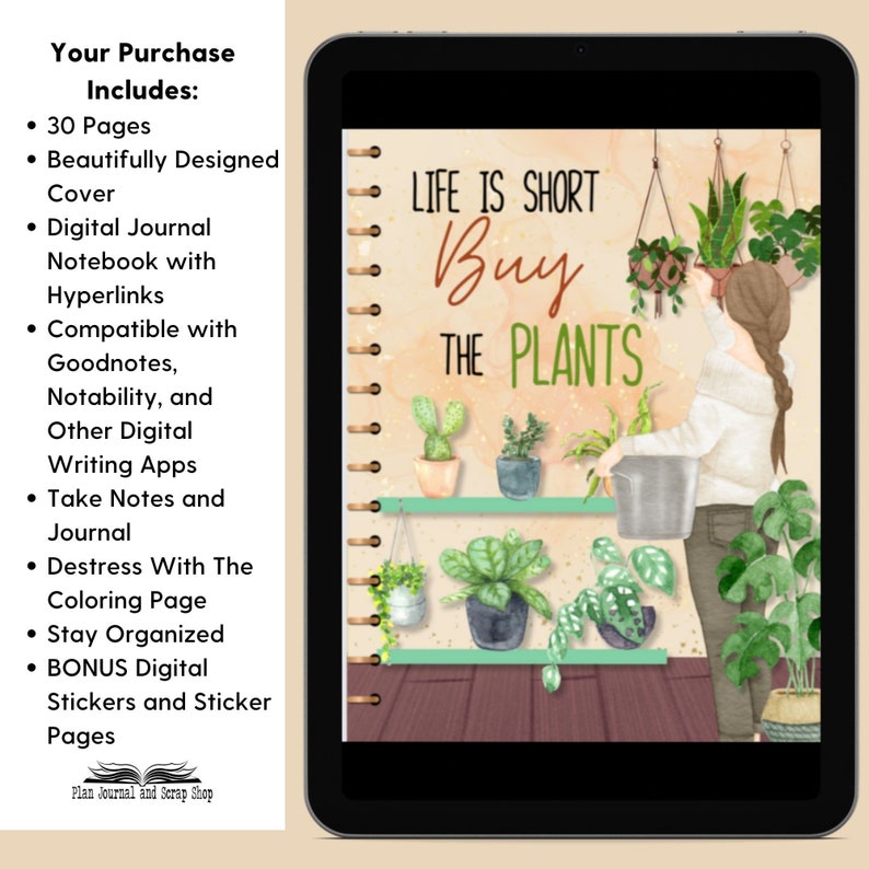 Life is Short Buy the Plants Digital Journal Digital Notebook goodnotes ...