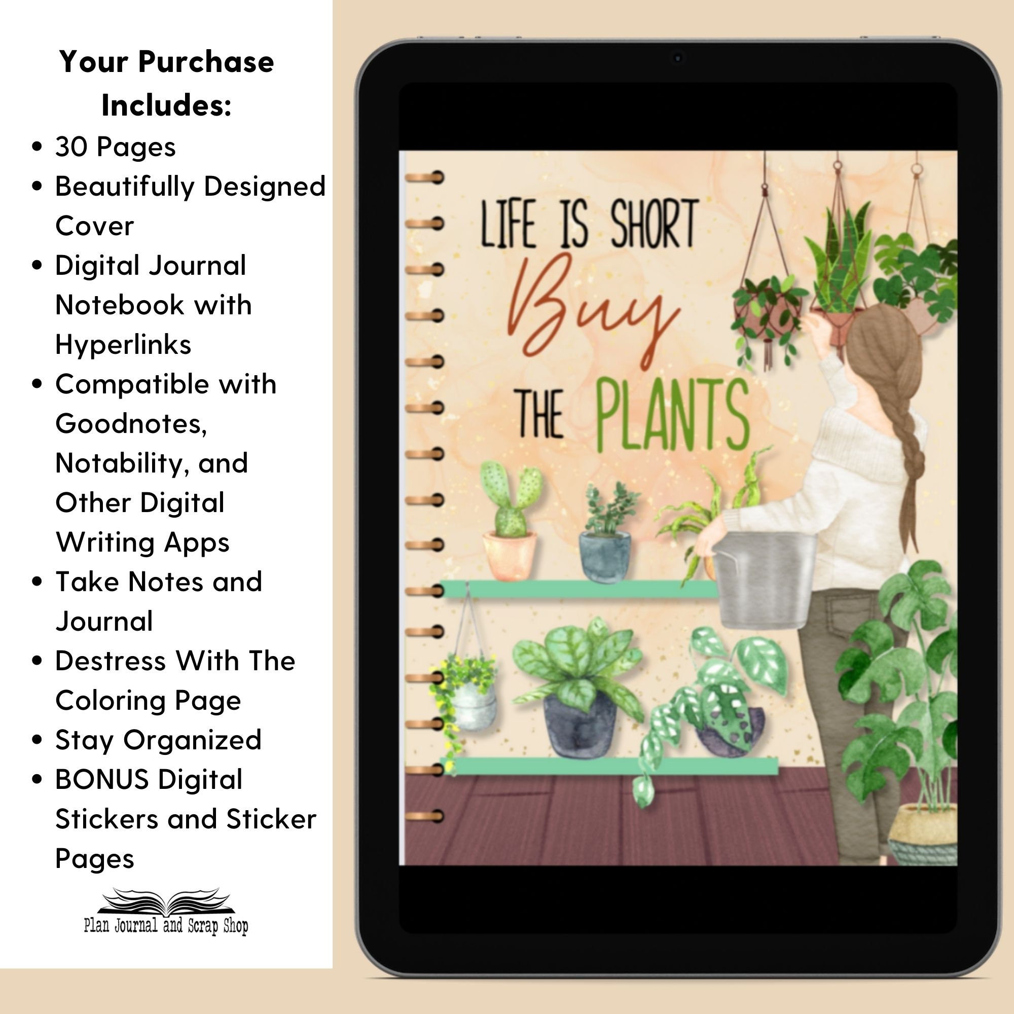 Life is Short Buy the Plants Digital Journal Digital Notebook goodnotes ...