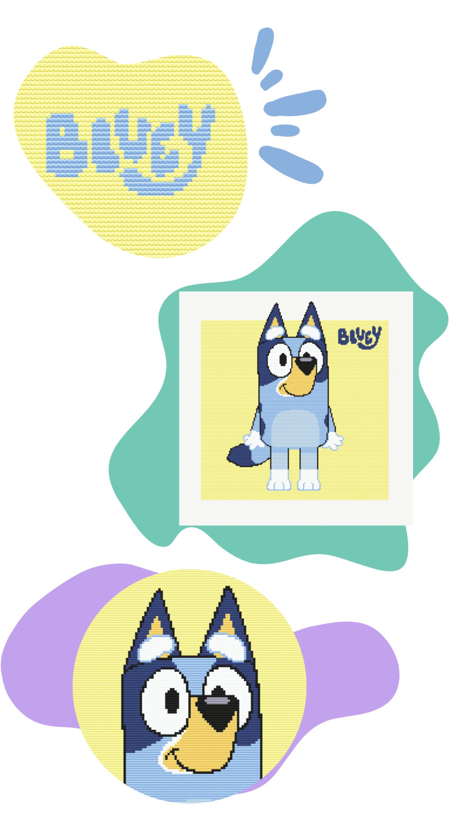 BLUEY Cross Stitch Pattern PDF (instant Download) - Canvas Size ...