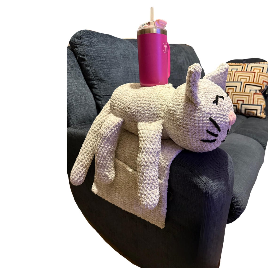 Crochet Cat Arm Rest Organizer - Etsy