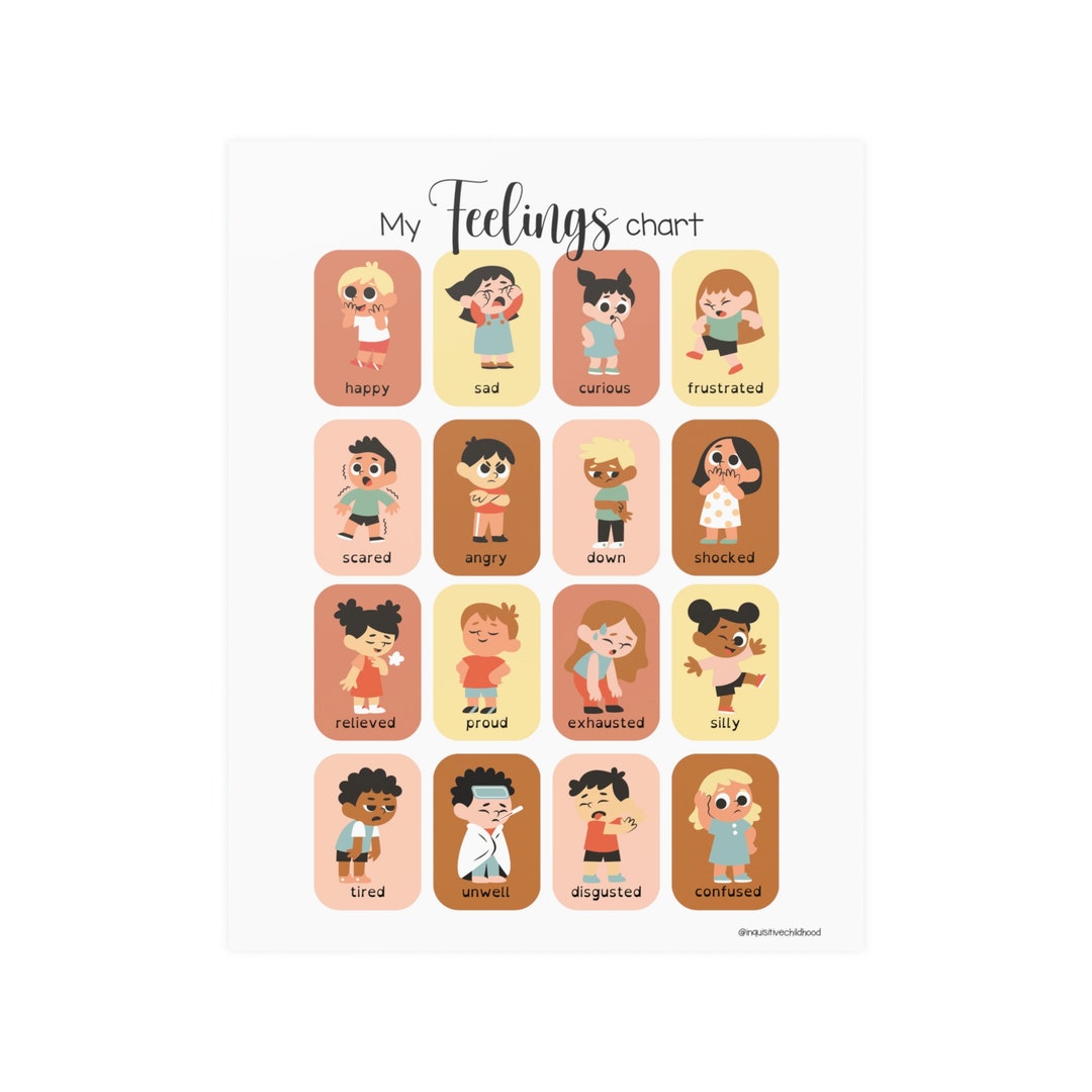 My Feelings Chart beige/orange Emotions Chart for Kids Emotion ...