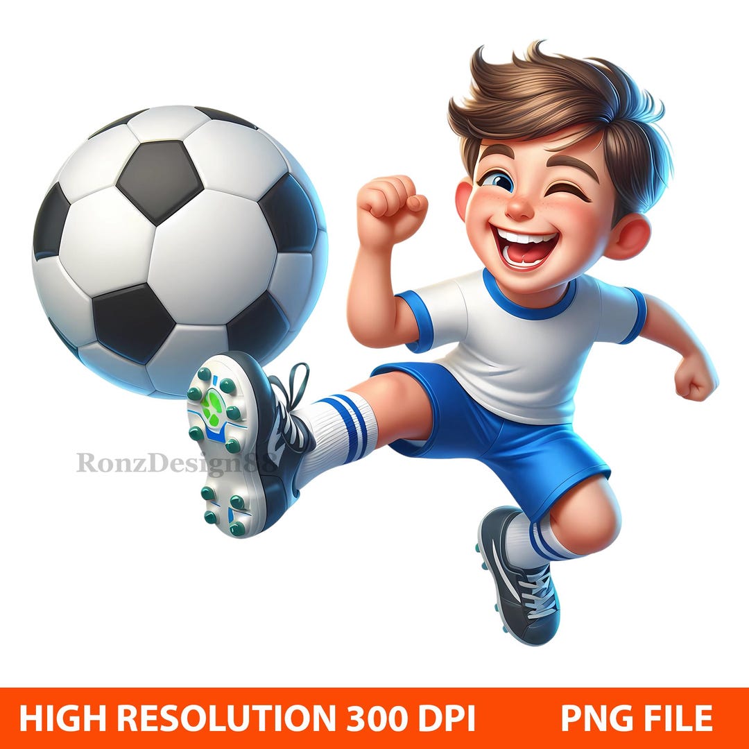 10 Cute Soccer Boy Clipart | Cartoon Football Player PNG | Kids Soccer ...