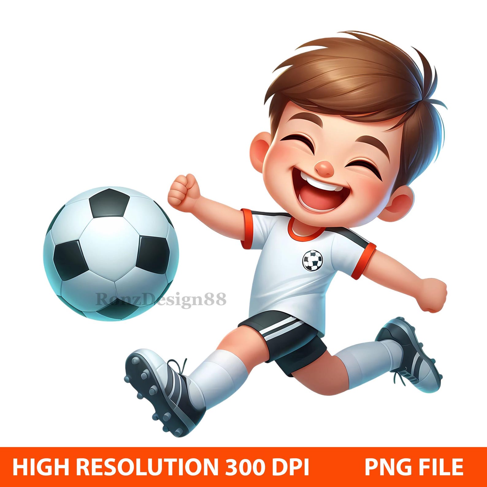 Cartoon Soccer Boy Clipart | High-resolution PNG (digital Download) - Etsy