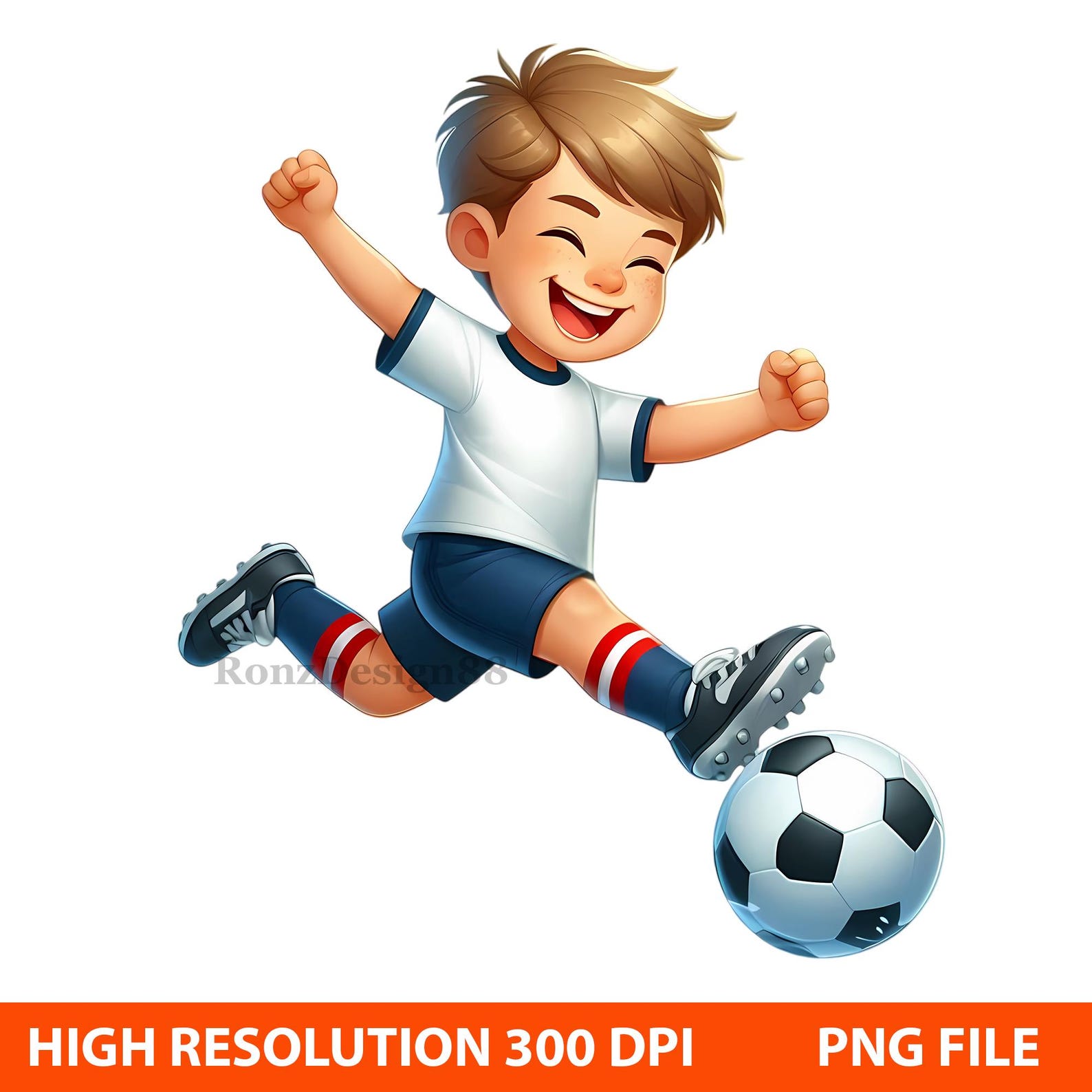 Cartoon Soccer Boy Clipart | High-resolution PNG (digital Download) - Etsy