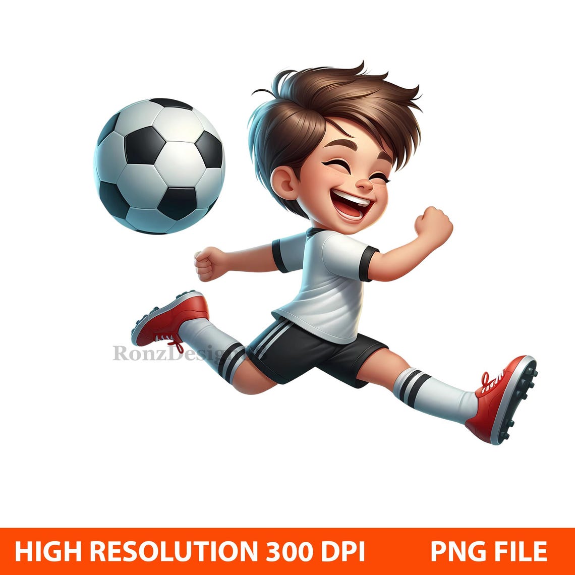 Cartoon Soccer Boy Clipart | High-resolution PNG (digital Download) - Etsy