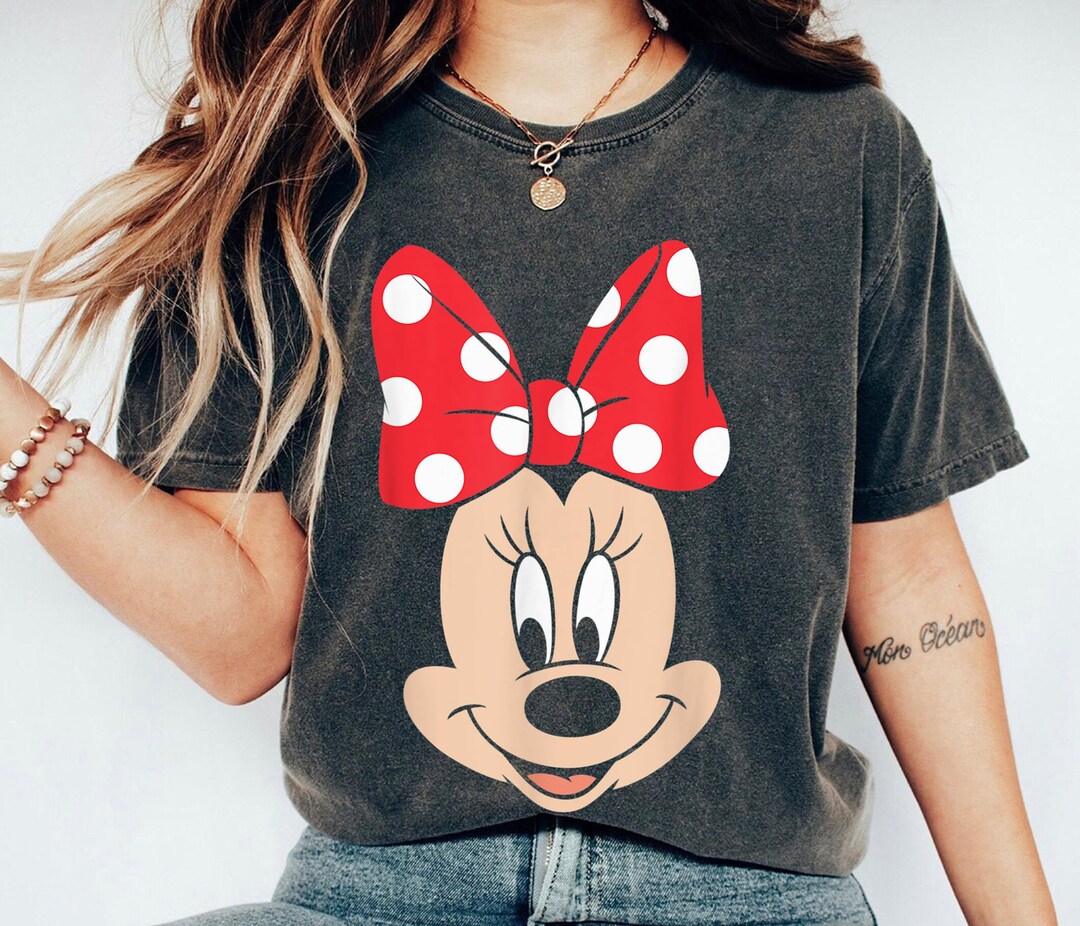 Minnie Mouse Polka Dot Bow Big Face Shirt, Mickey and Friends T-shirt ...