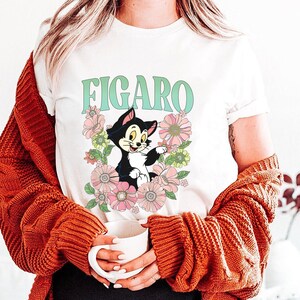 Figaro Cat Floral Retro Shirt, Pinocchio T-shirt, Disney Cat Tee ...