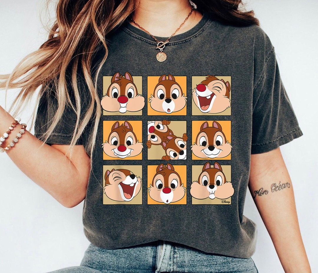 Chip & Dale Face Grid Shirt, Chip N Dale T-shirt, Rescue Rangers Tshirt ...
