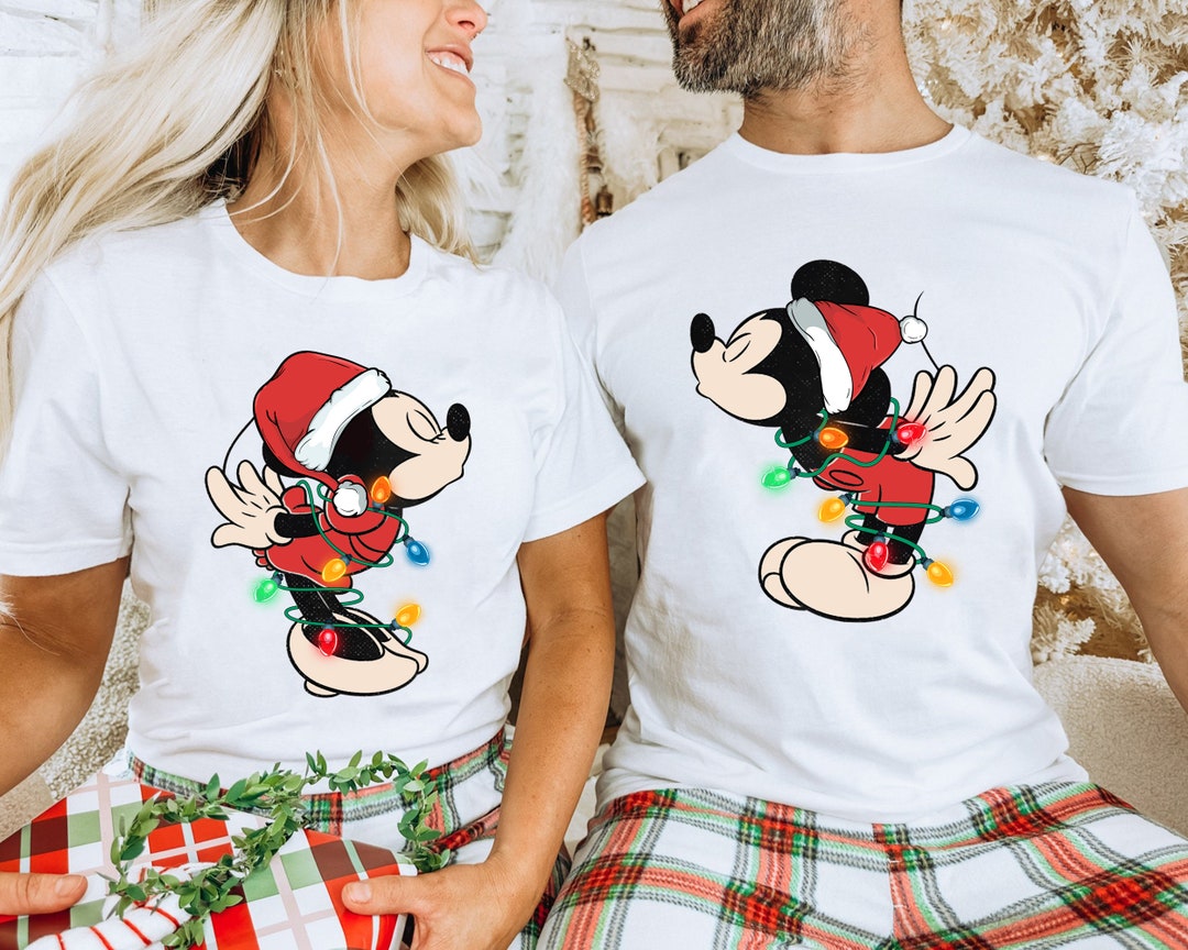 Custom Christmas Mickey and Minnie Mouse Kiss Shirts, Mickey & Minnie ...