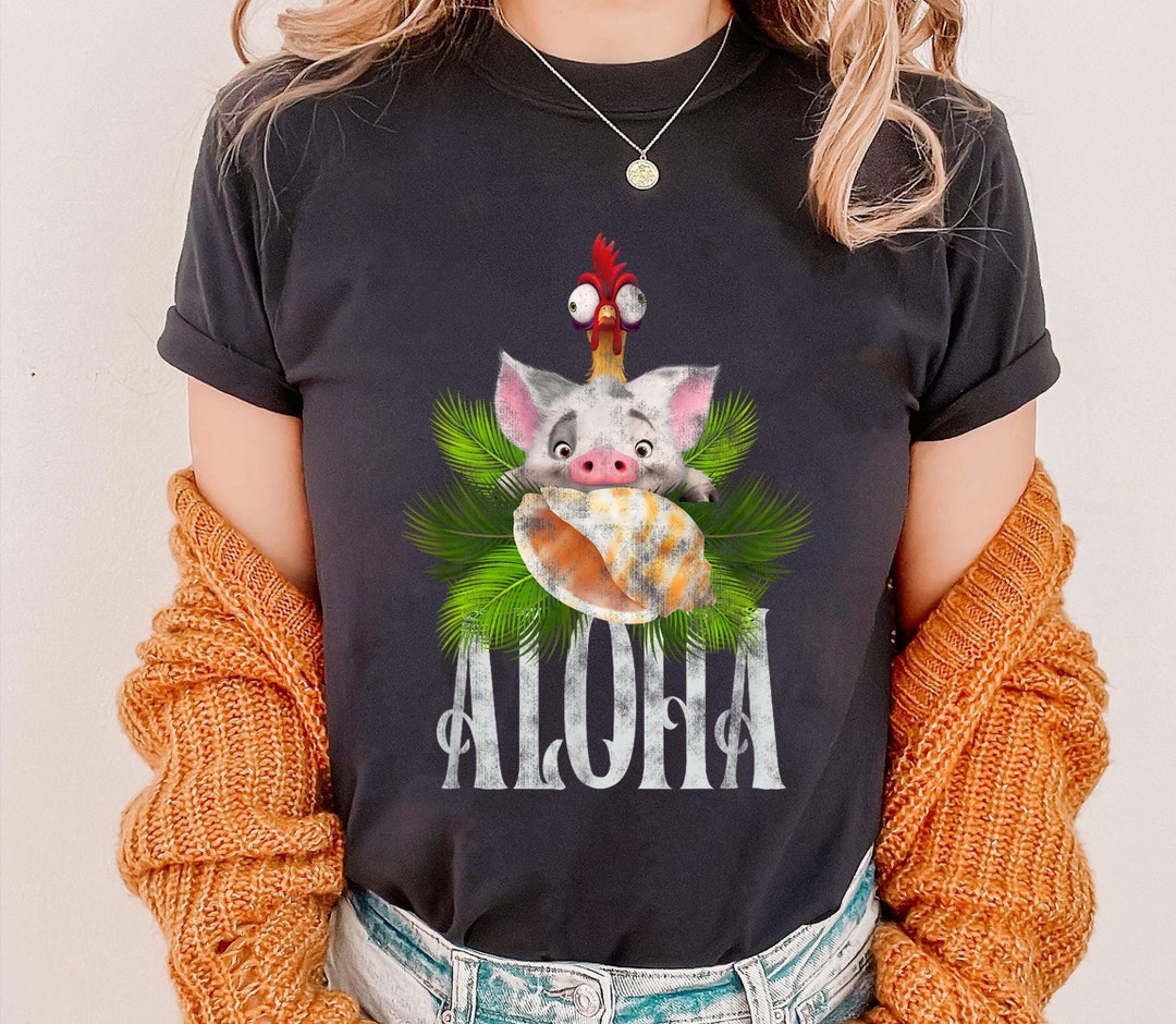 Aloha Shirt, Pua and Hei Hei Distressed Tropical T-shirt, Moana Tee ...