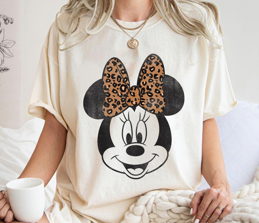 Vintage Minnie Mouse Leopard Print Bow Shirt Mickey And Friends T