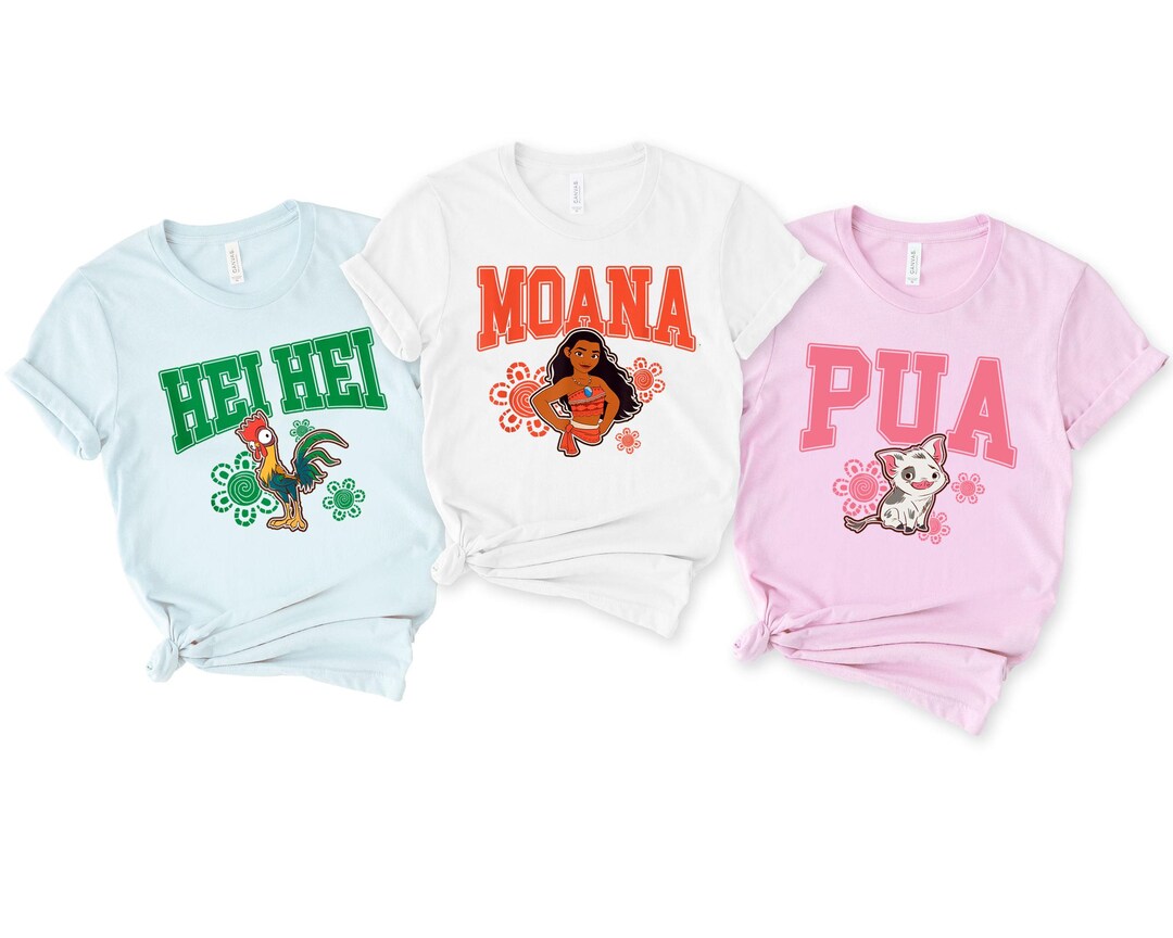 Custom Moana and Hei Hei, Pua Brave Pose Shirts, Moana Family Matching ...
