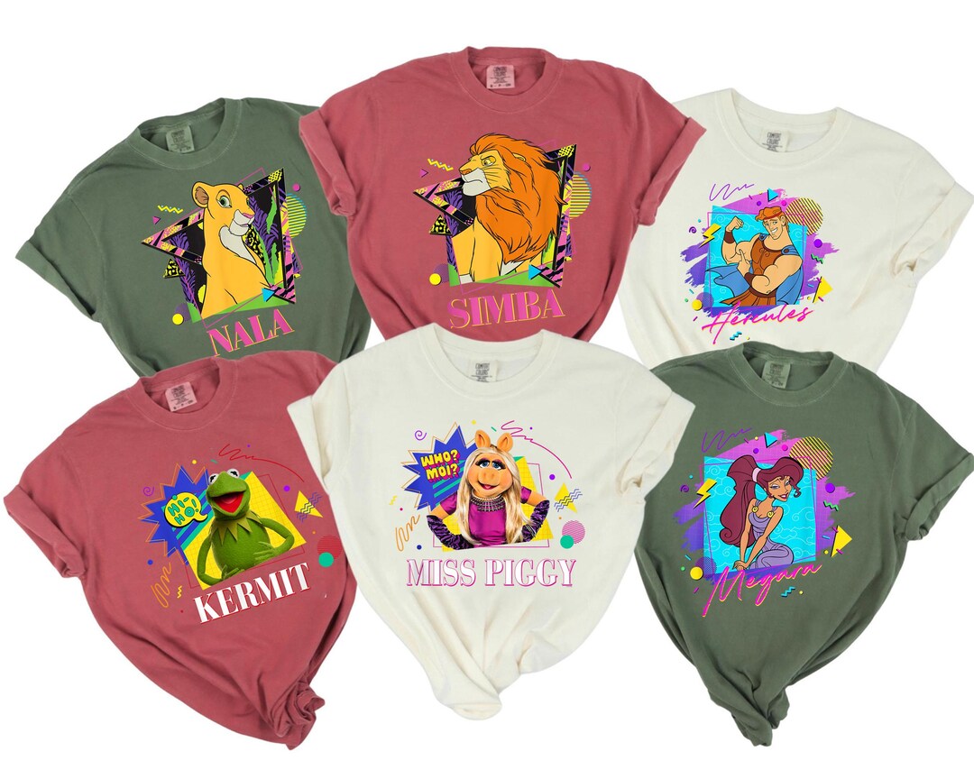 Retro Disney Characters 90s Matching Shirt, Muppets, Hercules, the Lion ...